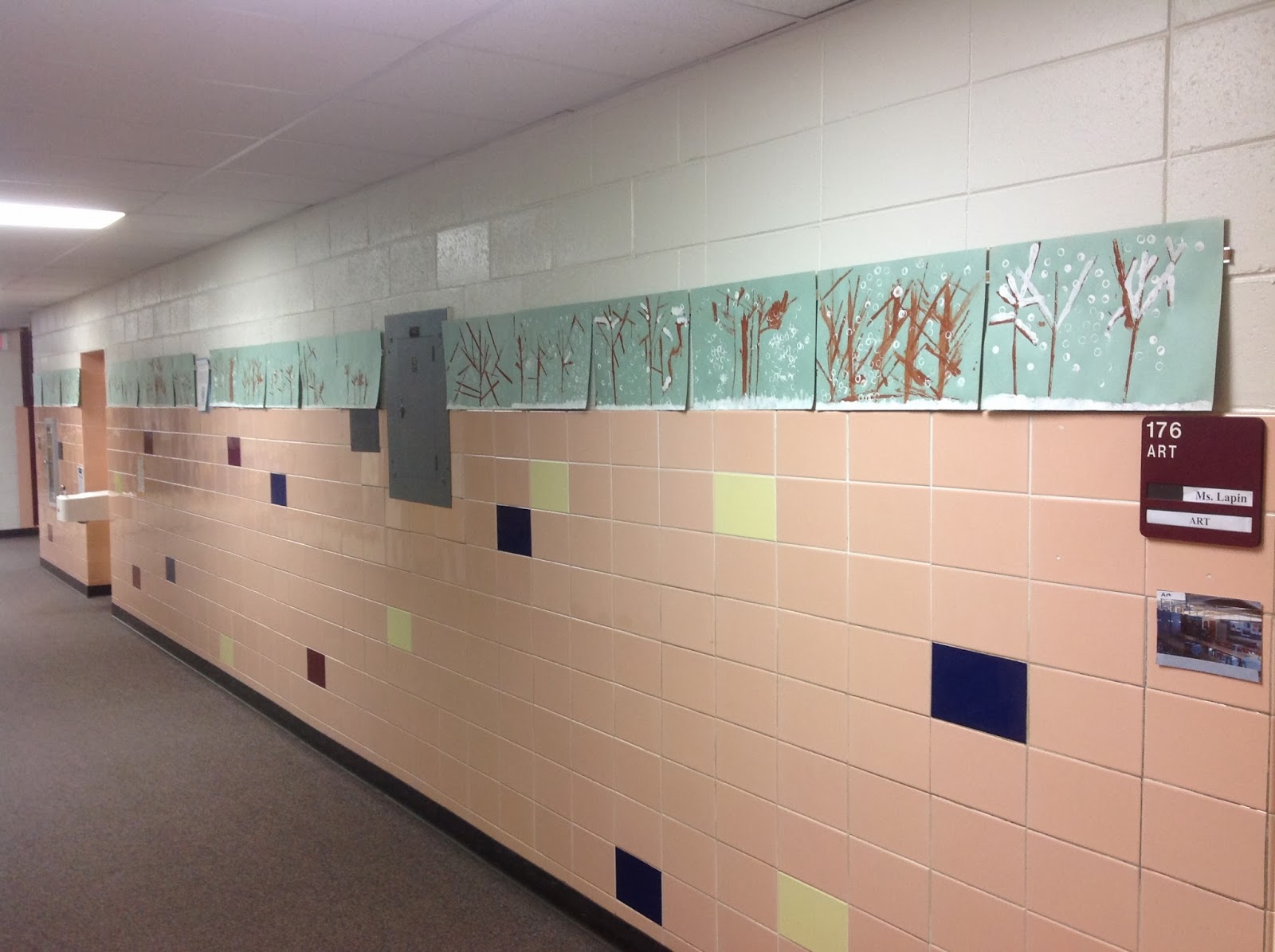 The Artsy Fartsy Art Room: K & 1 Printed Snowy Trees