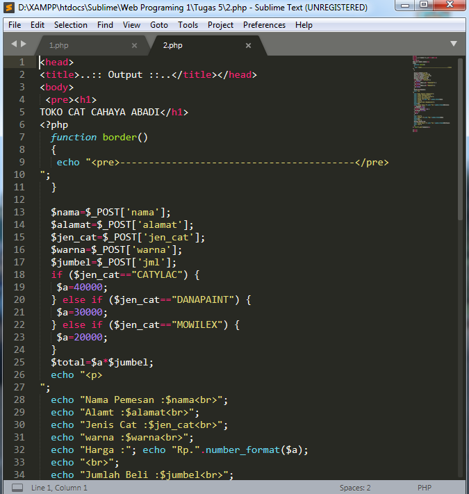 Belajar HTML simple: Cara Membuat Form "Toko Cat" dengan script PHP