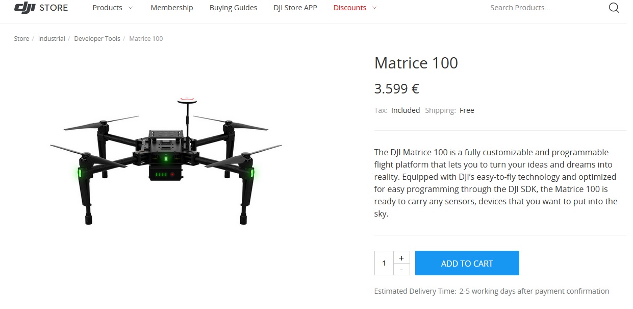 DJI Matrice 100, il drone per gli sviluppatori è tornato in stock dopo una lunga assenza ...