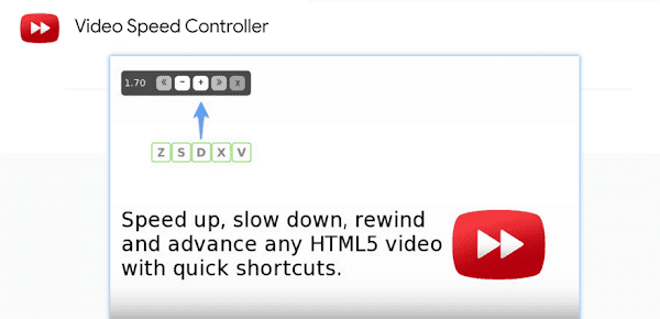 追劇外掛 Video Speed Controller 用快捷鍵調整播放速度、自訂快/倒轉秒數(擴充功能)