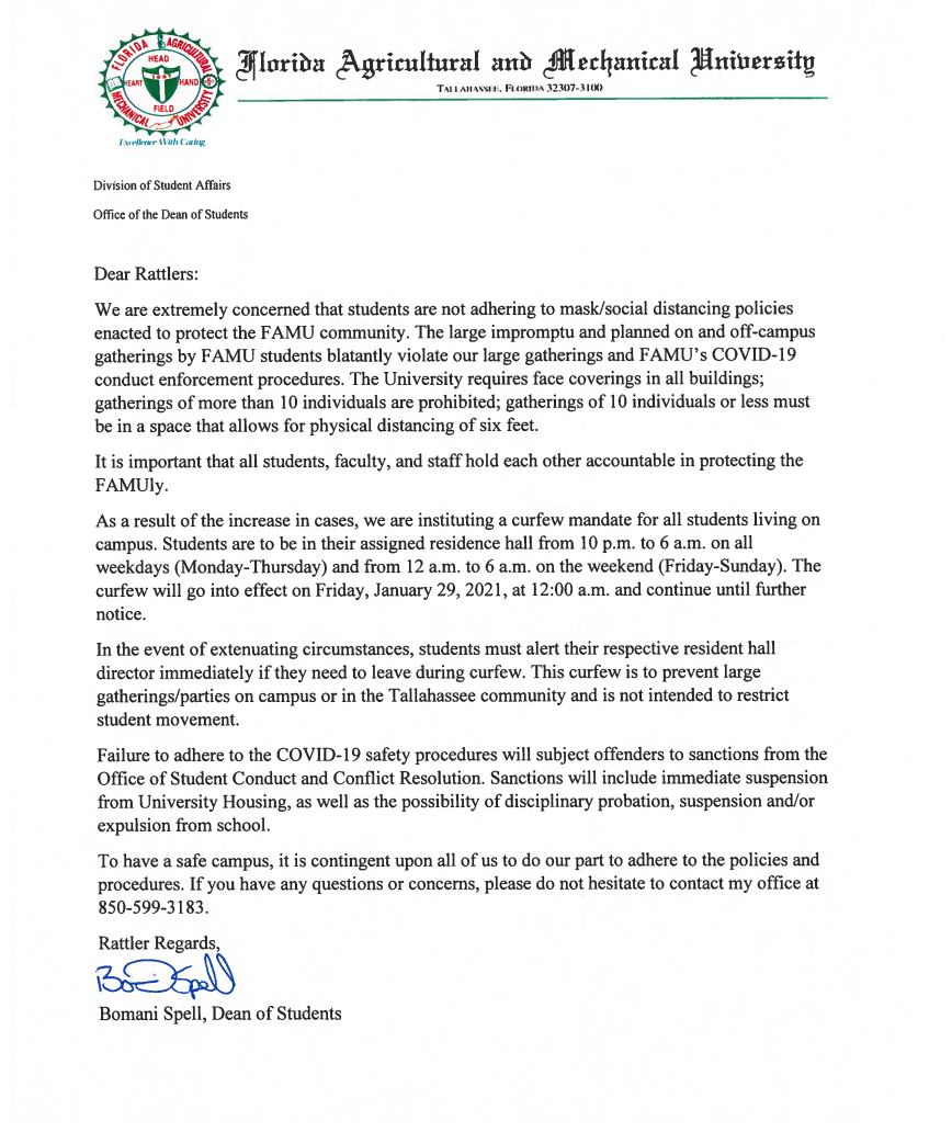 FAMU imposes curfew for students living on campus in attempt to curb ...