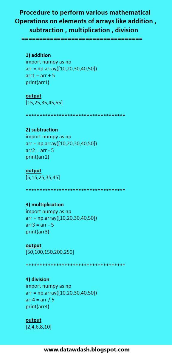 data-w-dash: Procedure to perform various mathematical Operations on ...