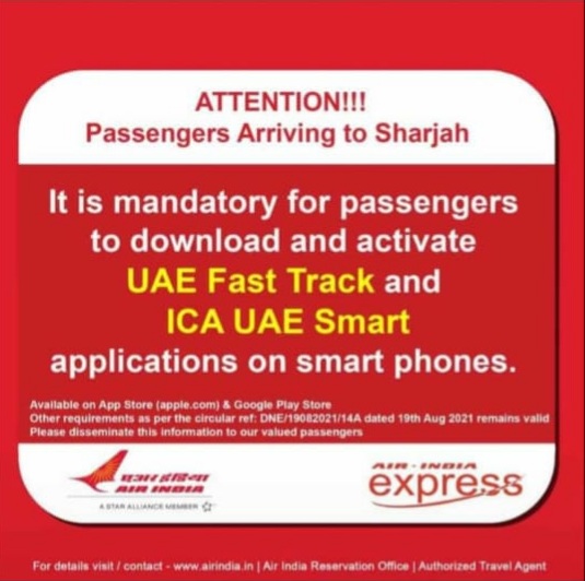 New protocol: Sharjah Airport download UAE Fast Track and ICA UAE app