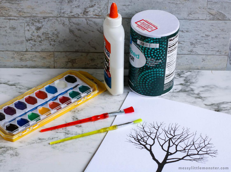 Salt Painting Autumn Tree Art - Messy Little Monster