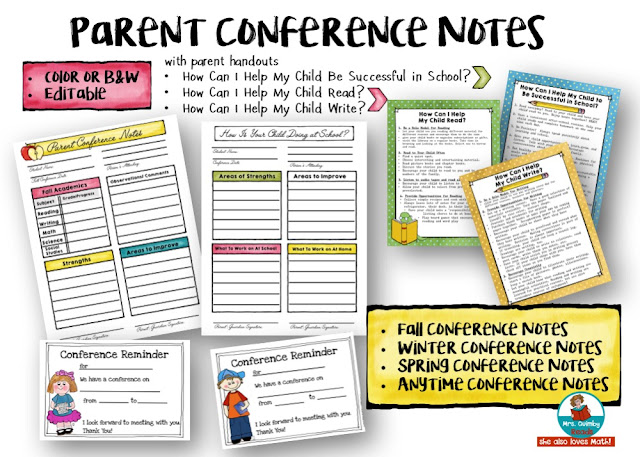 MrsQuimbyReads | Teaching Resources: Parent Conference Forms and Handouts