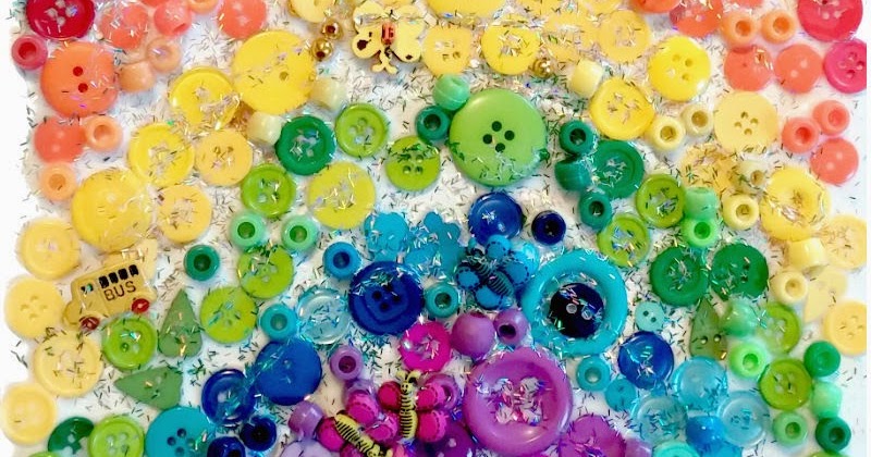 Preschool Collaborative Art: Sparkly Button Rainbow | Preschool Powol ...
