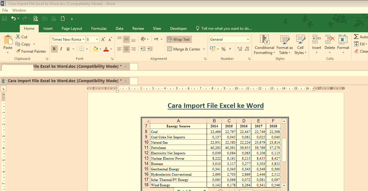 Cara Copy-Paste Tabel Excel ke Word Dengan Mudah dan Rapi - Hf Blog