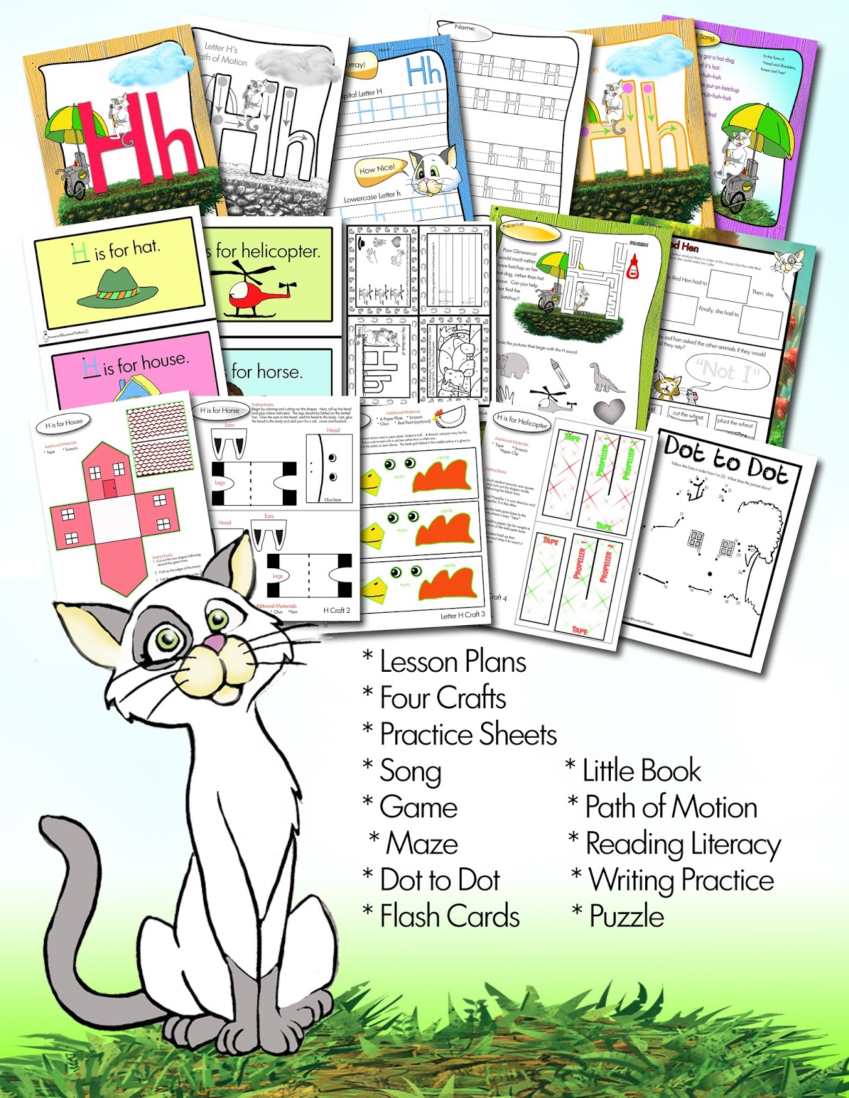 Glimmercat Education: Letter of the Week Packet for H