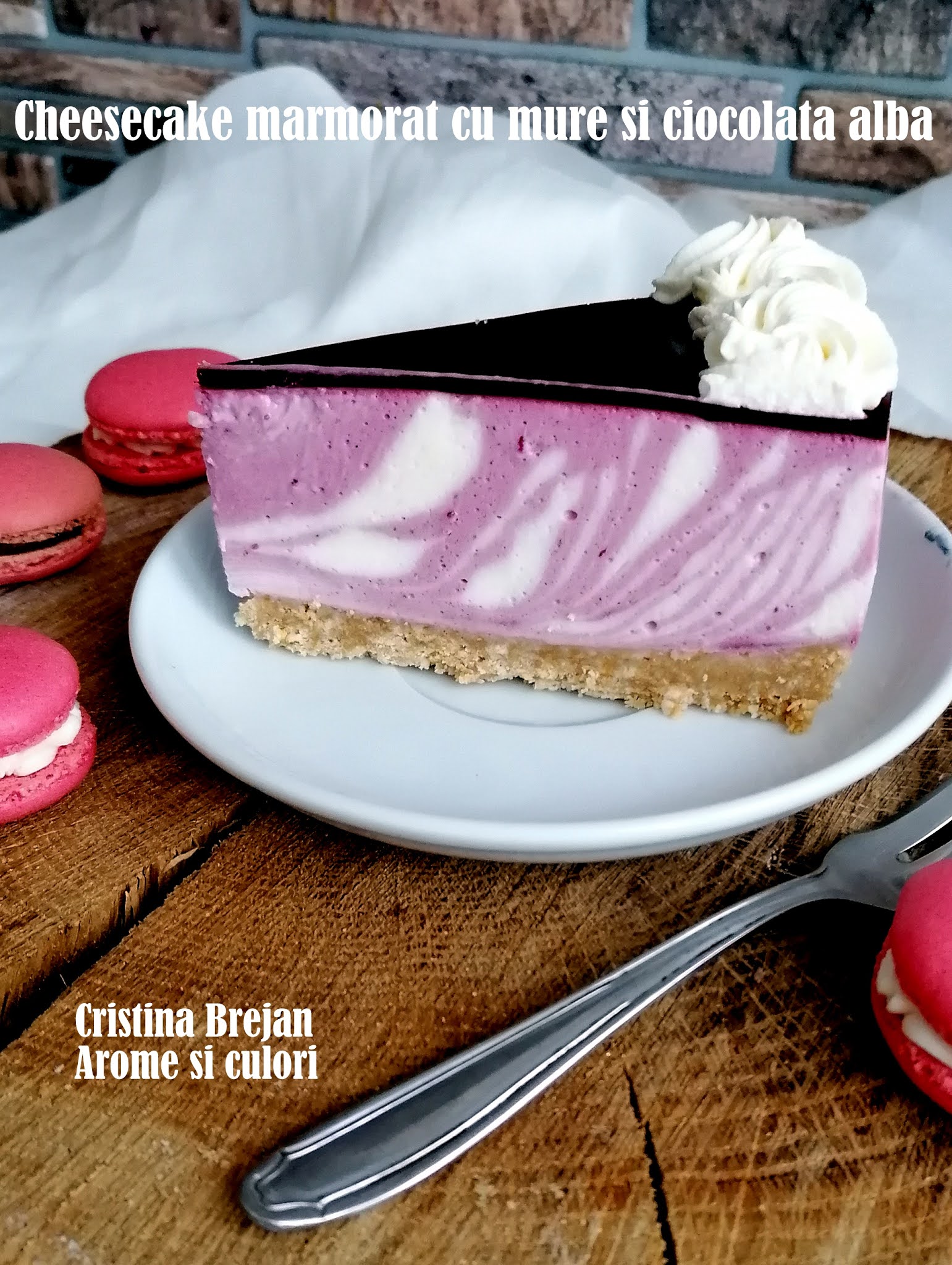 Arome si culori : Cheesecake marmorat cu mure si ciocolata alba