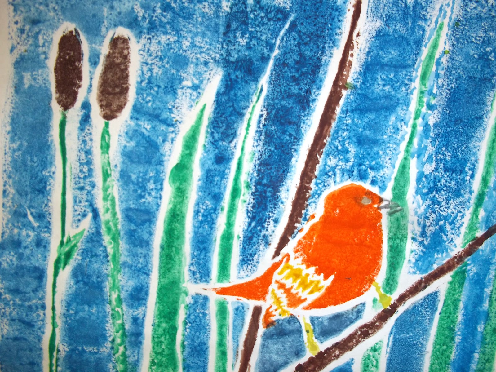 Monument Valley Regional Middle School Art Class: Bird Prints, 6th Grade