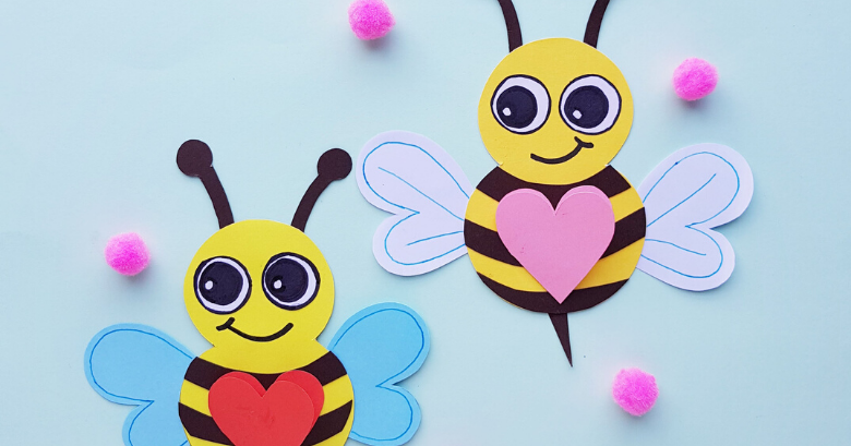 Valentine's Day Paper Bee Craft - Messy Little Monster