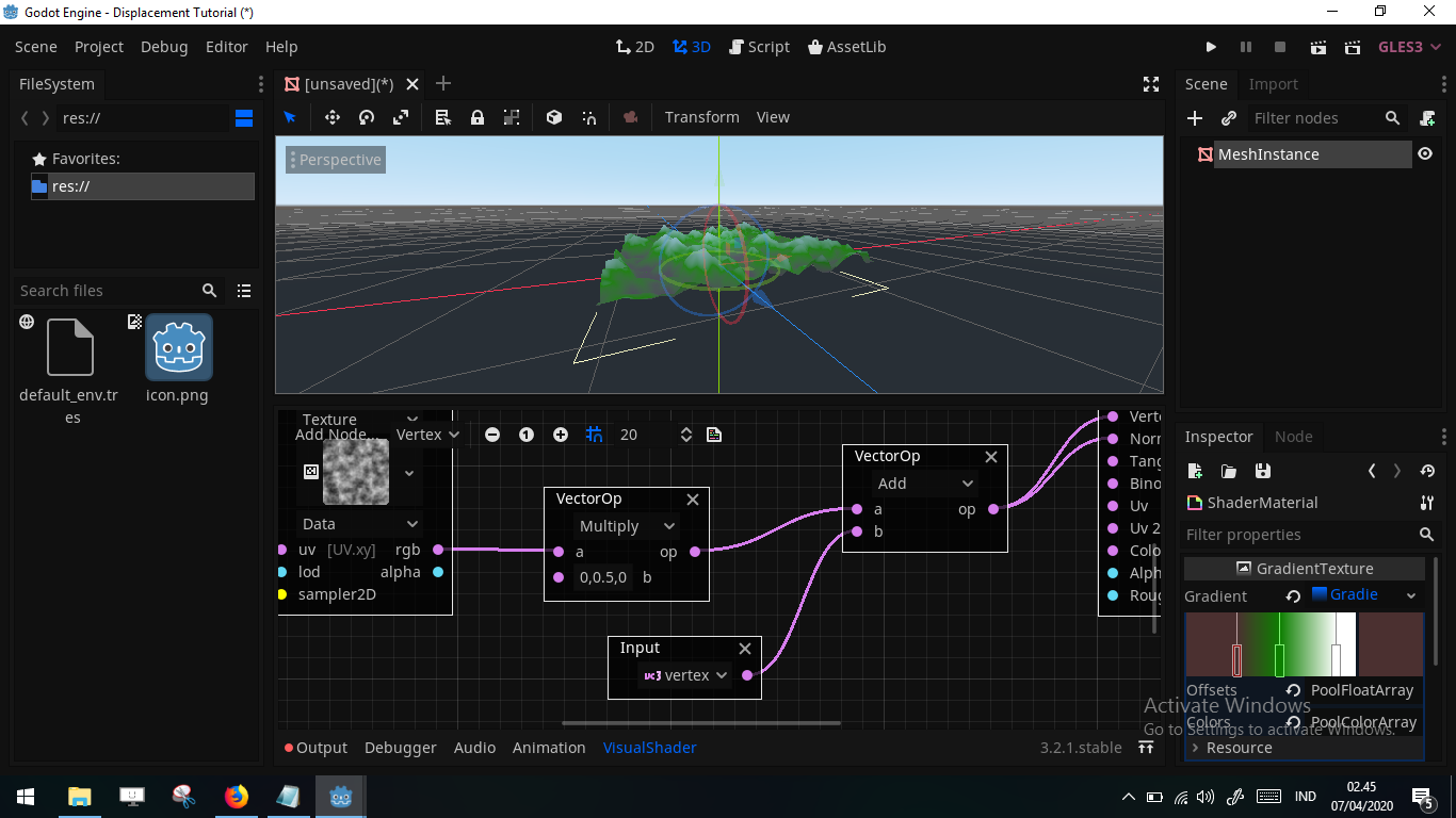 Godot Tutorial - Vertex Displacement using Visual Shader Godot Tutorial - Vertex Displacement using Visual Shader
