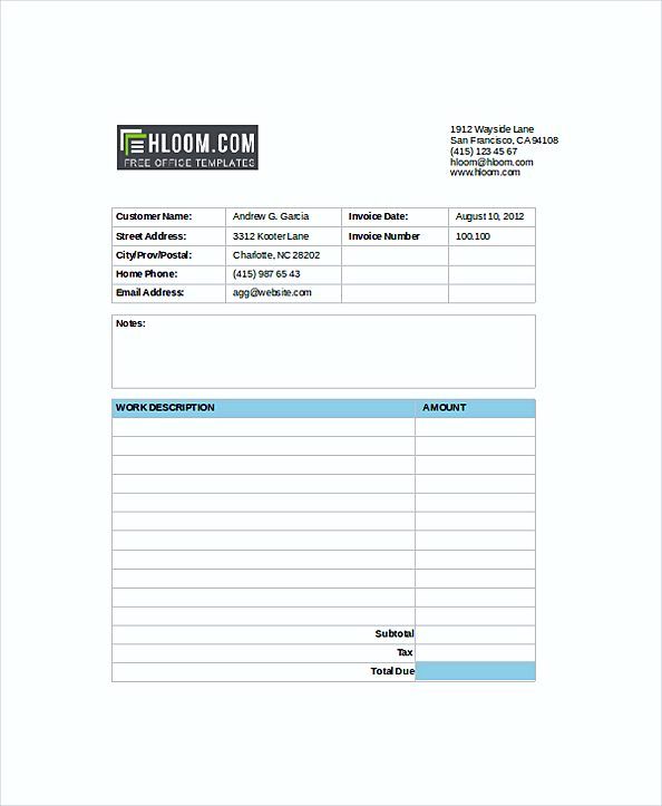 Builders Invoice Template - Invoice Template