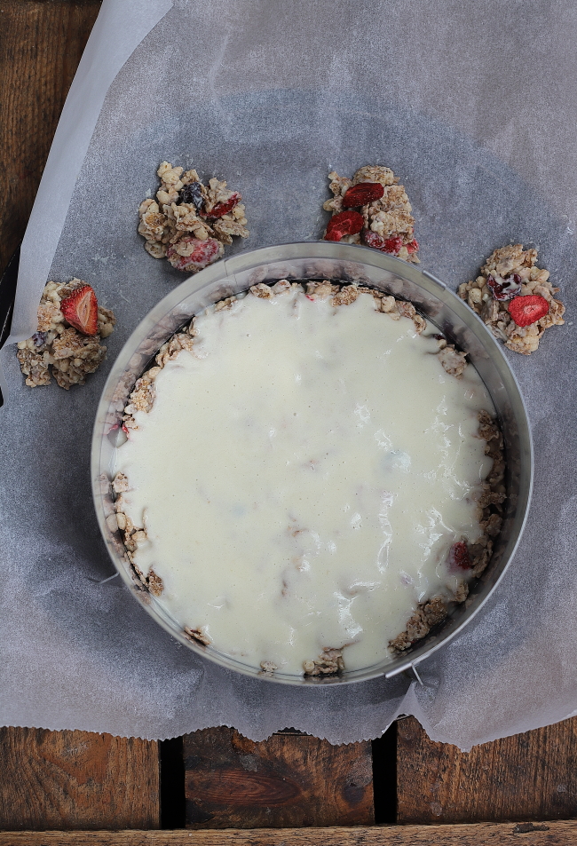 Croustillant fruits rouges et chocolat blanc