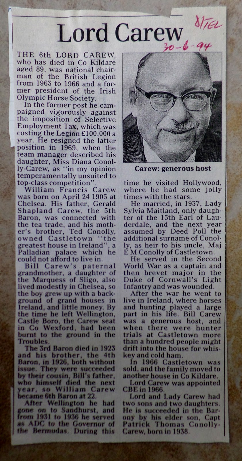 Peerage News: Obituary: Lord Carew Peerage News: Obituary: Lord Carew