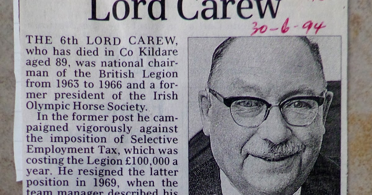 Peerage News: Obituary: Lord Carew