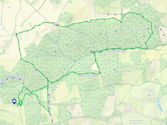 Hertfordshire Walker: Walk 27: Broxbourne Wood North Loop