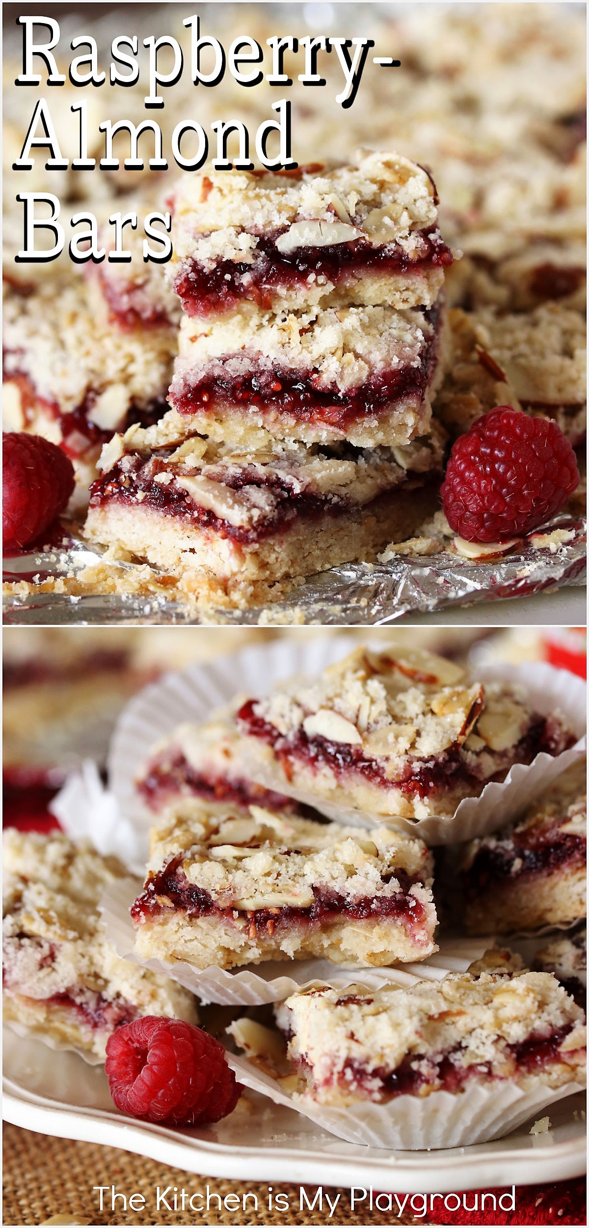 Raspberry-Almond Bars | The Kitchen is My Playground
