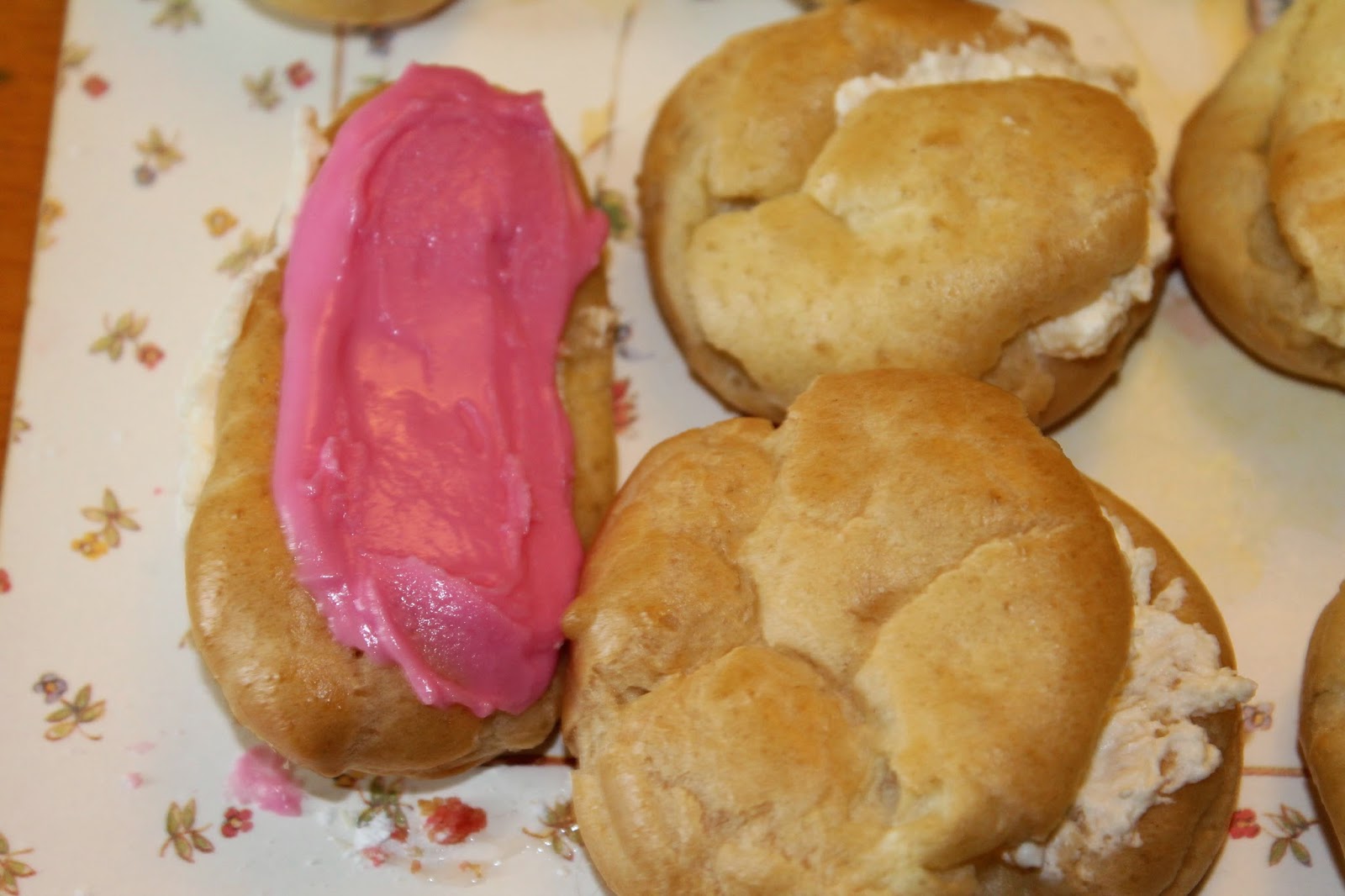 Miss Elizabeth's Baking Blog: Mini Rose Éclairs (& a few profiteroles)