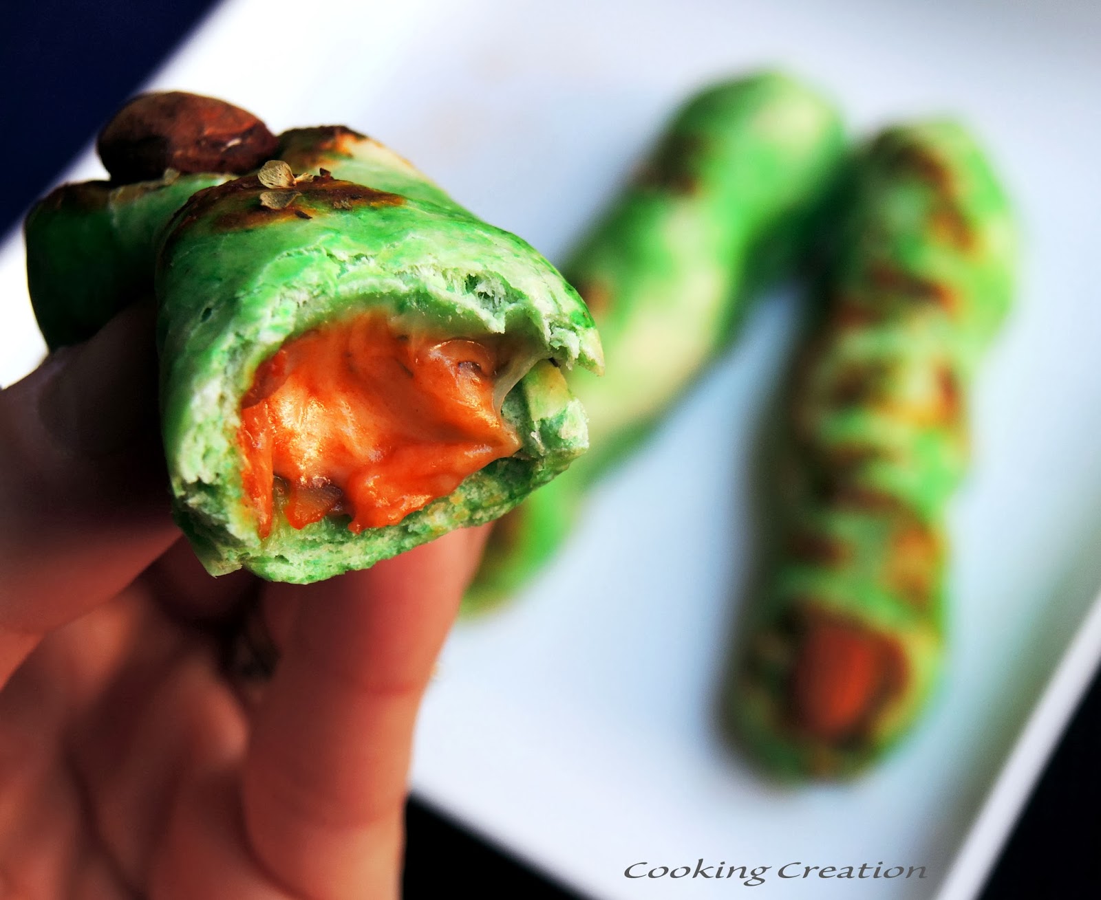 Cooking Creation: Creepy Witch Finger Pizza Rolls