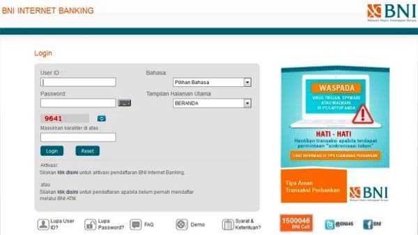 Reset Online User ID BNI Internet Banking