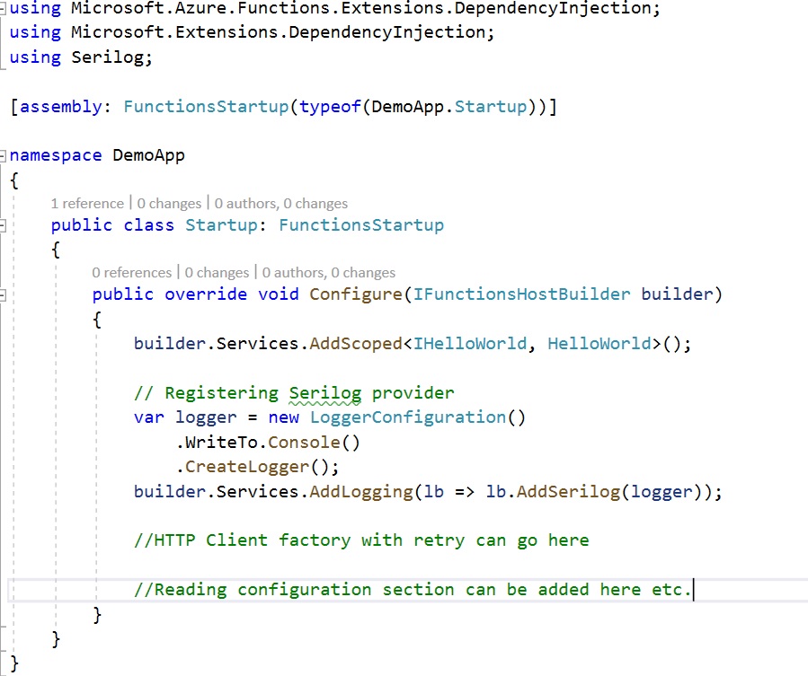 Dependency Injection Azure Function V3 Could Not Load