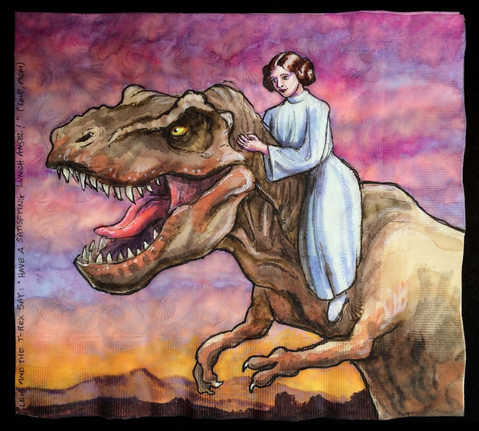 Daily Napkins: Princess Leia Rides a T-Rex
