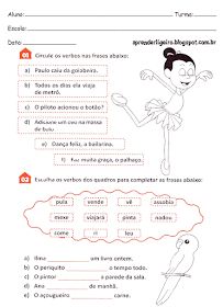 Atividades de Português sobre Verbos Atividades de português para os ...