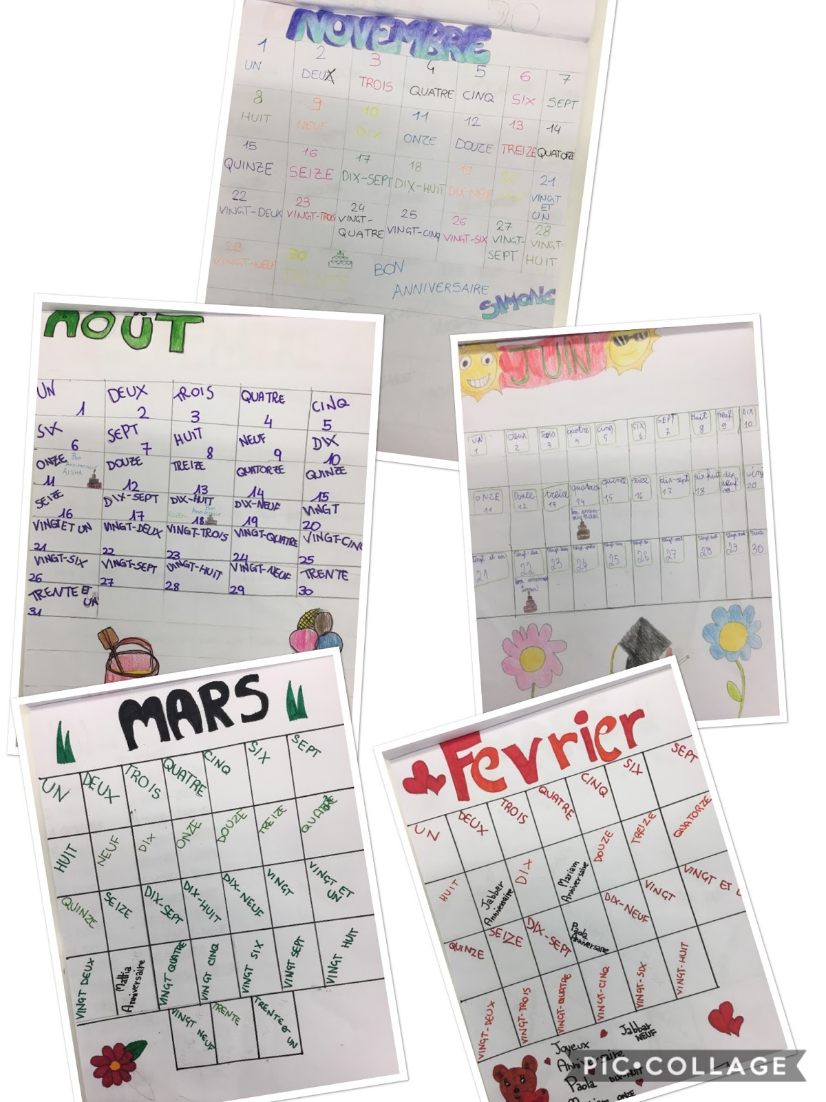 Français en action!: Calendrier en classe