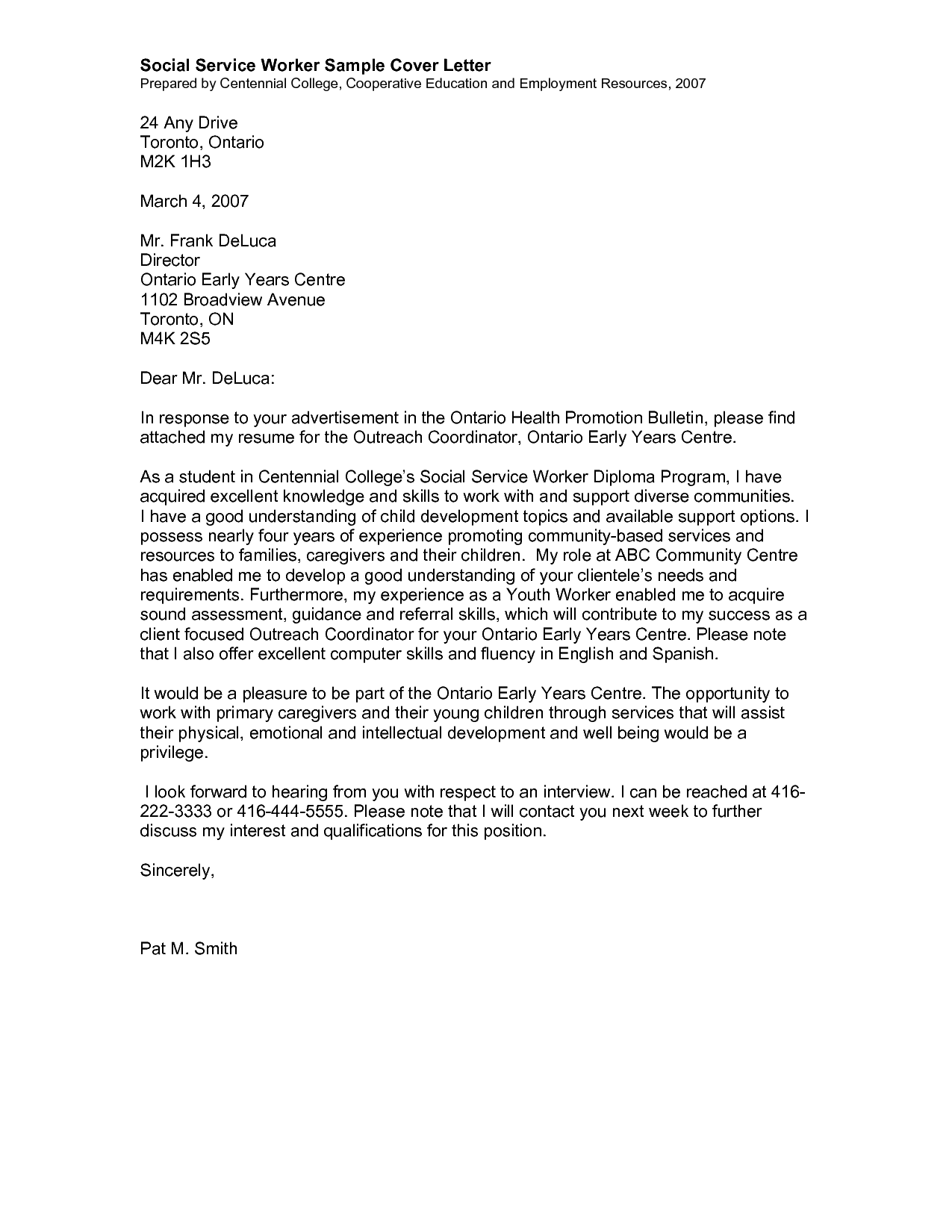 Sample Cover Letters For Social Workers Resume Letter Sample Cover Letters For Social Workers Resume Letter