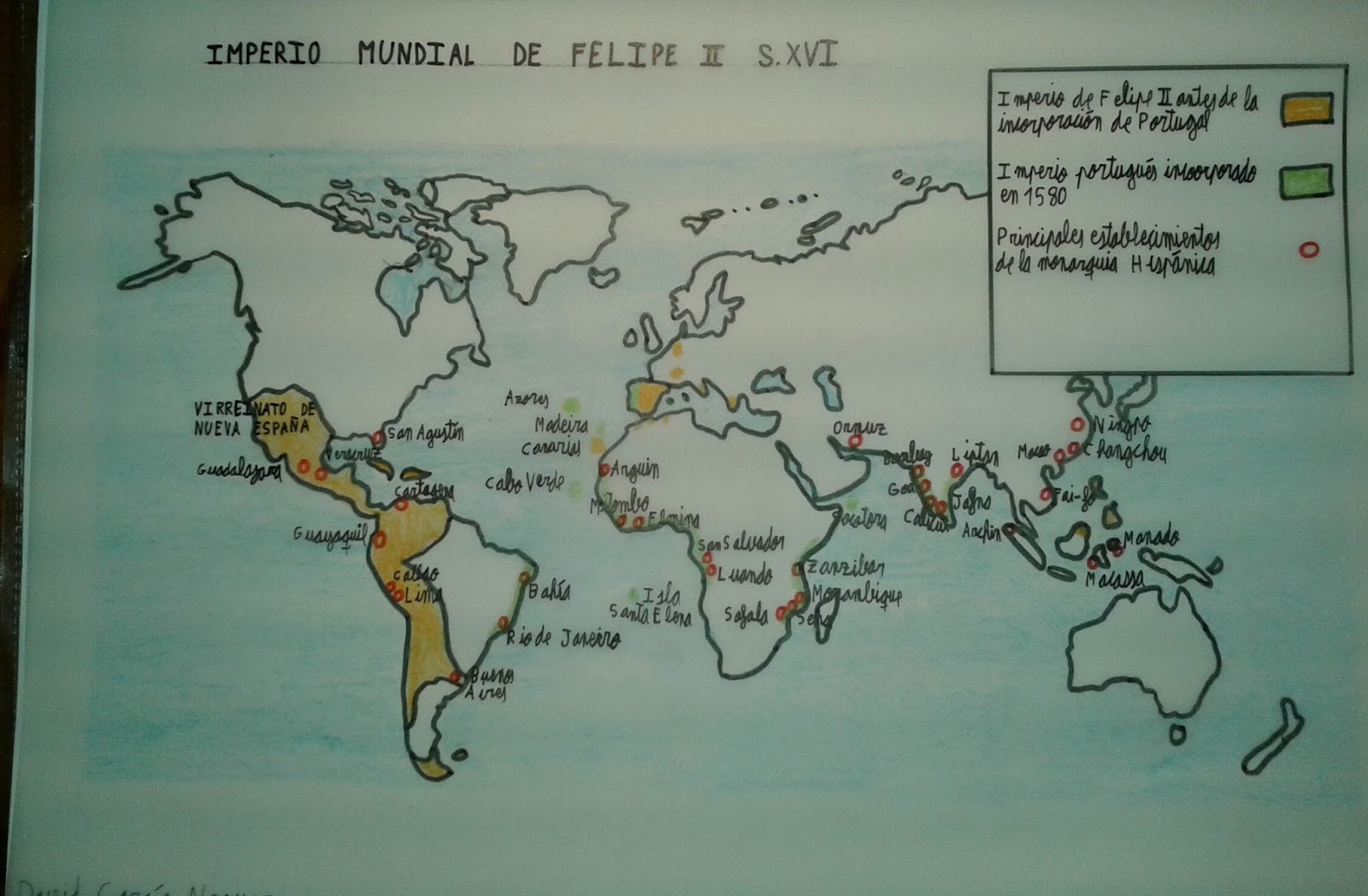 Imperio de Felipe II. Mapa histórico. ~ Inma Estevan
