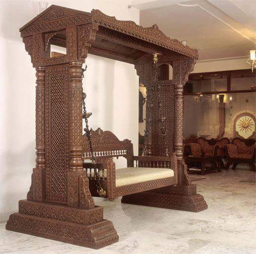 40 Beautiful Wooden Jhoola Designs | Wooden Jhula For Living Room ...