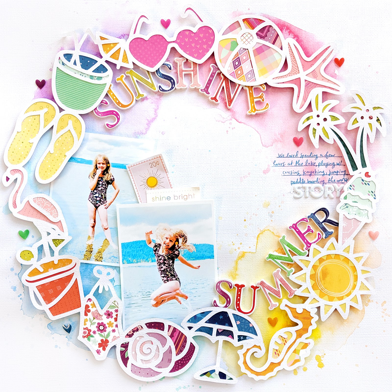 Sunshine Summer Layout (How to Back a Cut File Tutorial) | Paige Taylor ...