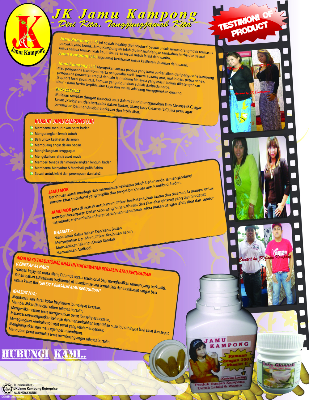 JAMU KAMPUNG RAHSIA LANGSING DAN AWET MUDA: LOGO, FLYERS & PRODUK