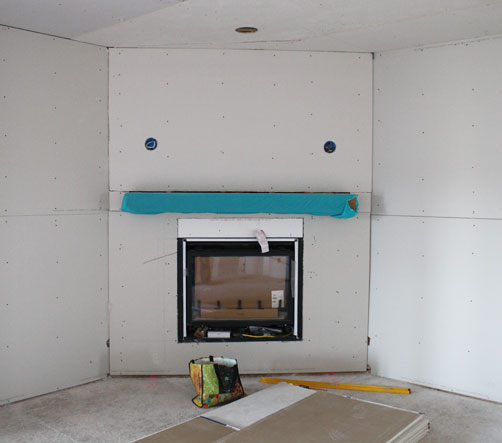 Rustic Mantle Beam Install and Drywall | Running With Scissors | Bloglovin’