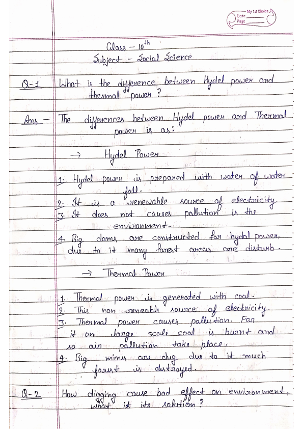 SOCIAL SCIENCE 10TH DECEMBER ASSIGNMENT ANSWERS CGBSE 2020-21 - CGBSE ...