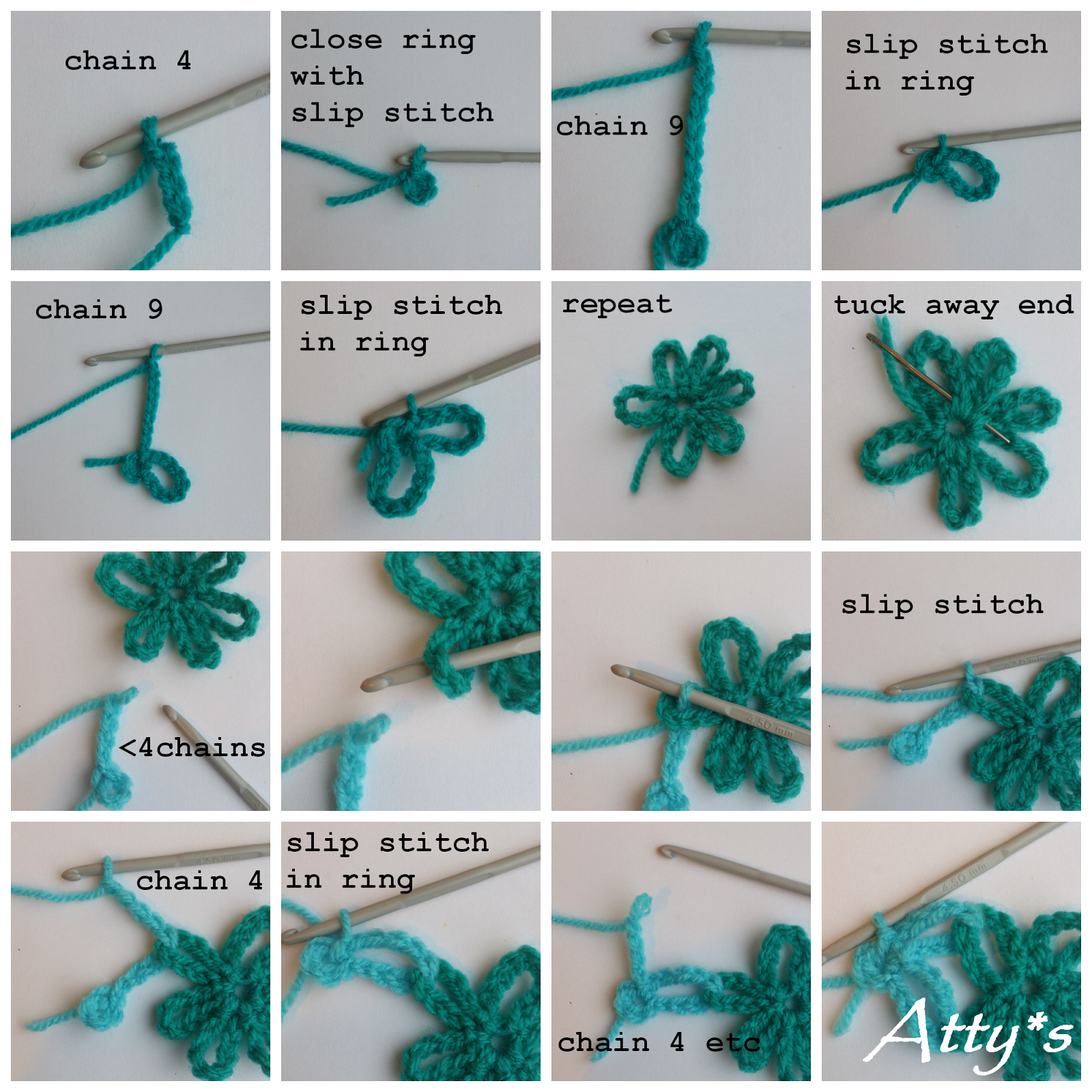 Joined Little Crochet Flower Pattern – Atty*s.