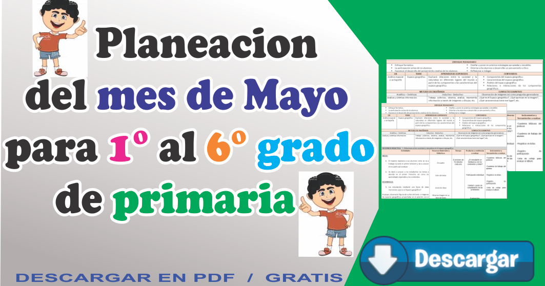 Planeacion del Mes de Mayo del 1° al 6° grado de primaria