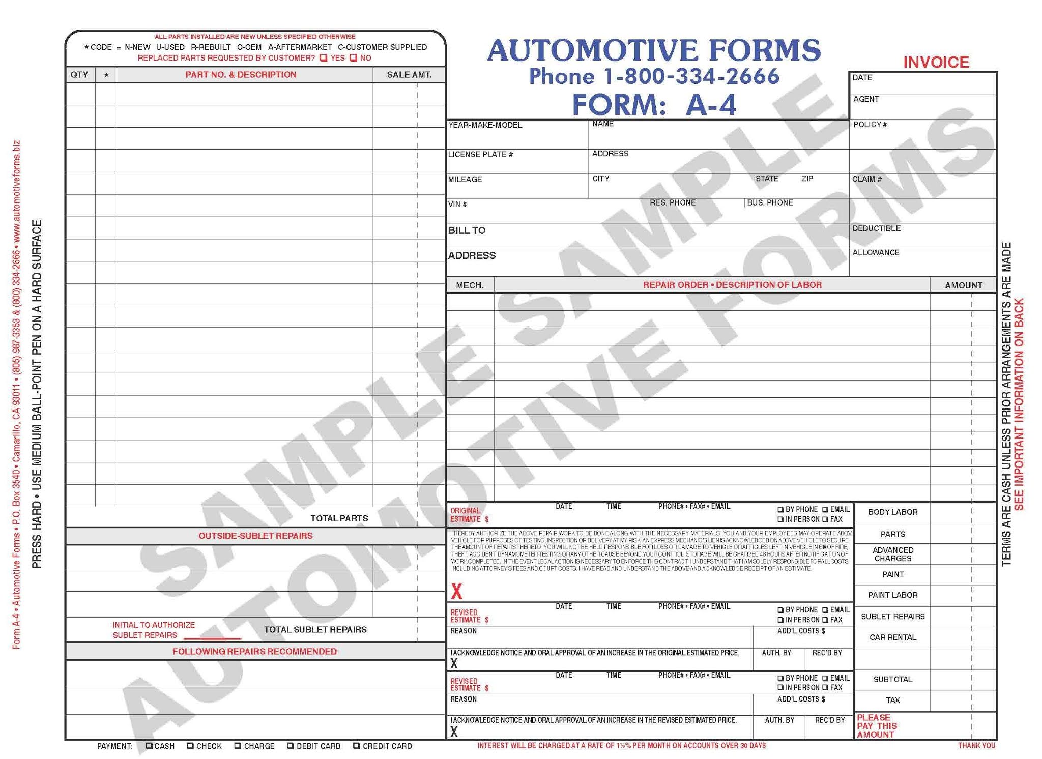 Body Shop Invoice Software - Invoice Template