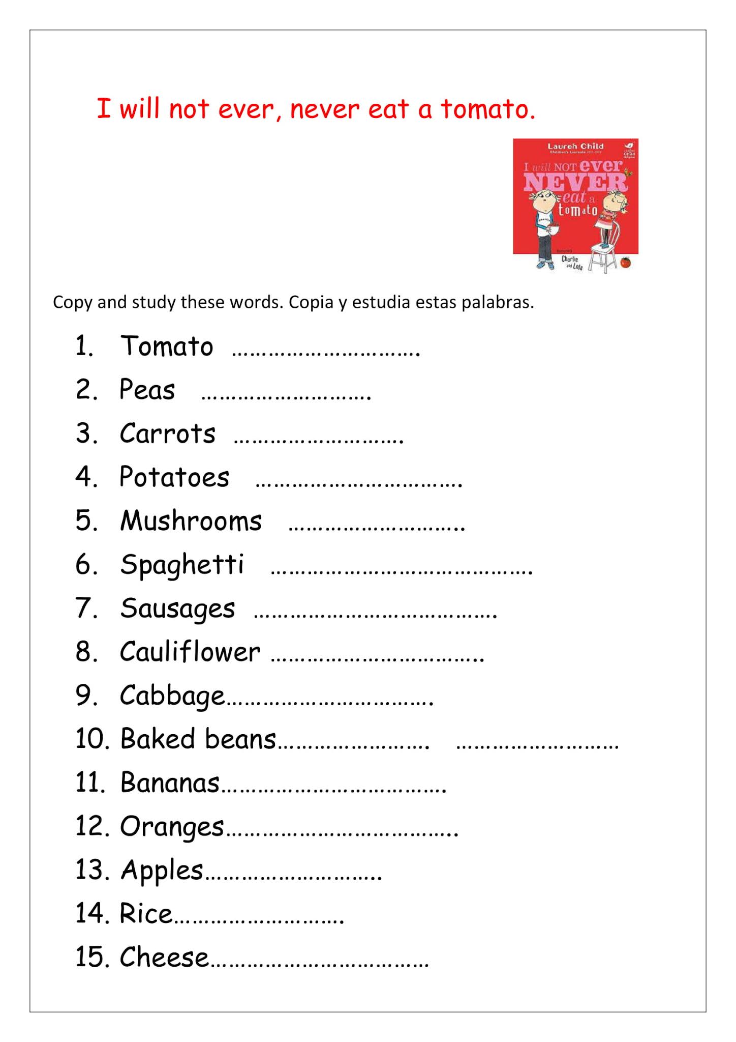 Blog de los segundos.: PROJECT 1 FOOD. I WILL NEVER NOT EVER EAT A TOMATO.