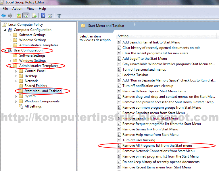 Cara Menghilangkan Menu All Programs di Start Menu Windows 7 | Belajar MM4