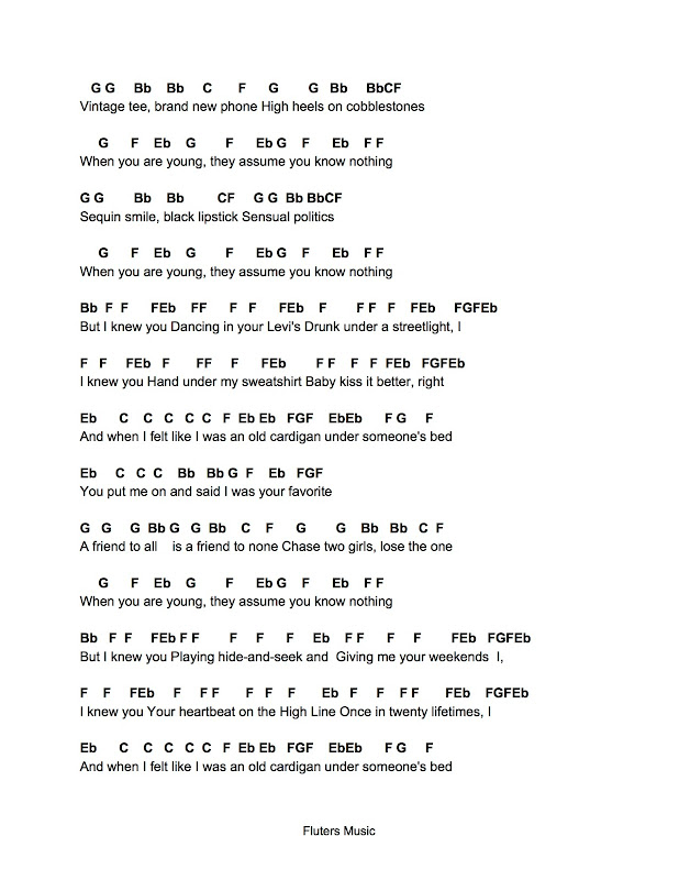 Flute Sheet Music: Cardigan