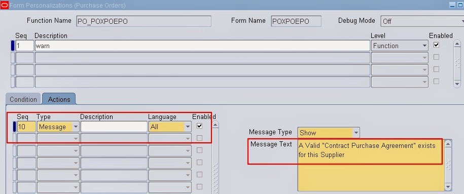 Display a Message using Form Personalization |Simplifying Oracle E ...
