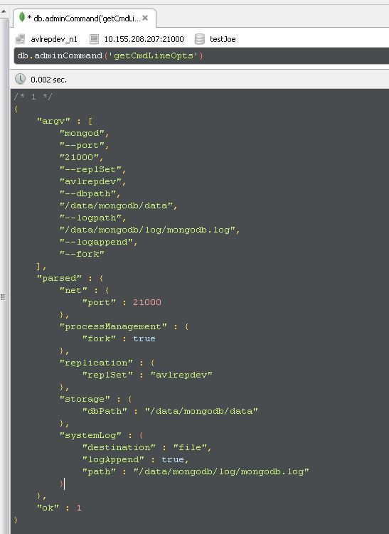 MongoDB tip, check for the location of mongod log from mongo shell