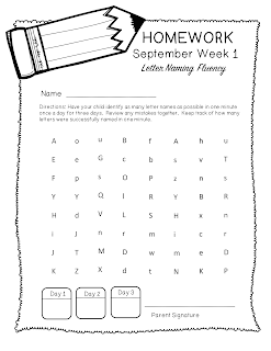 My Ample Adventures: Easy Kindergarten Homework