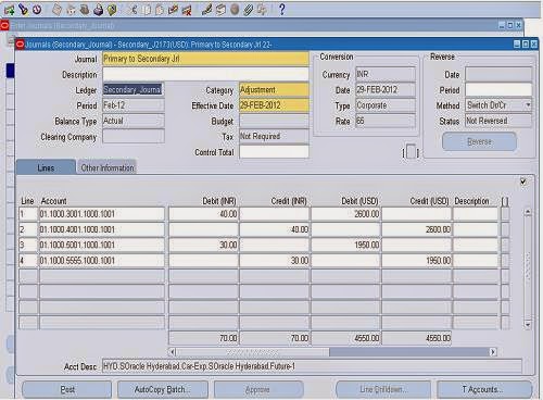 Oracle Applications: Oracle Secondary Ledger Accounting Setups and Usage