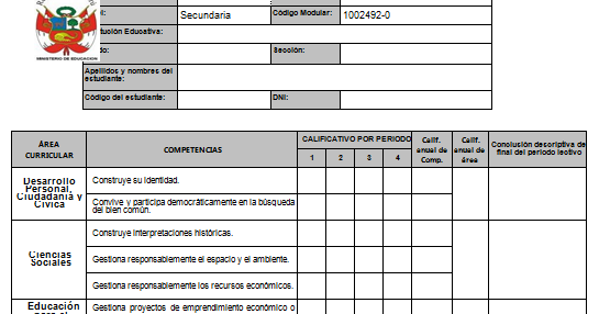 PLANTILLAS PARA GENERAR INFORME DE PROGRESO DE APRENDIZAJES 2019 ~ Área ...
