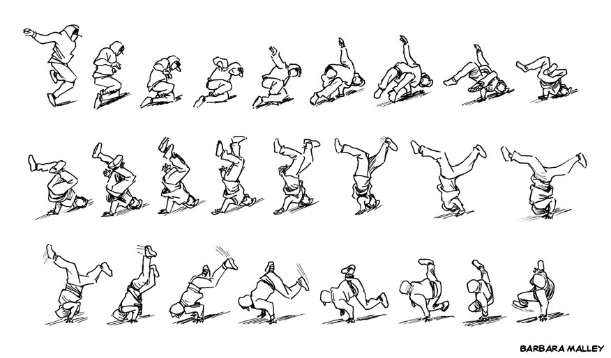 Dancer Drawing Sequence Sketch Coloring Page