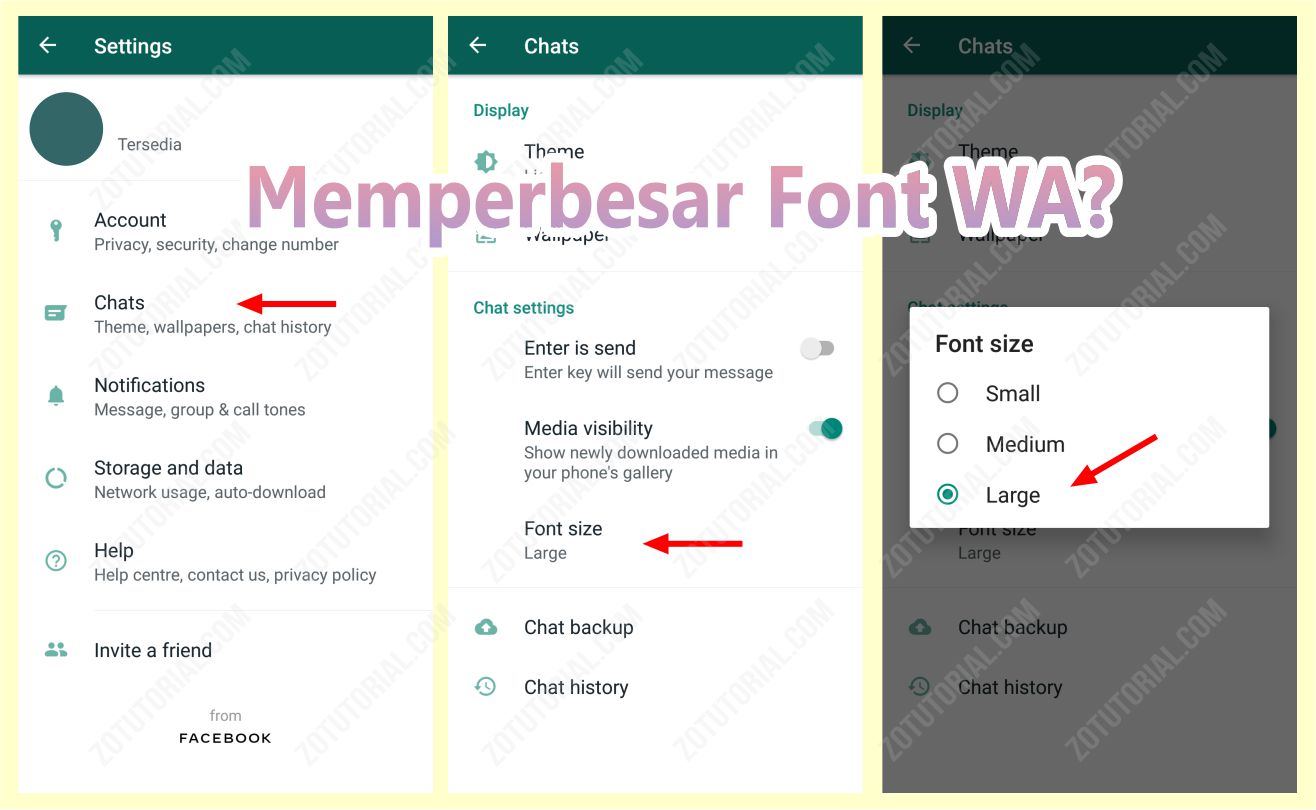 Cara Memperbesar Tulisan di WhatsApp Android dan IOS - zotutorial