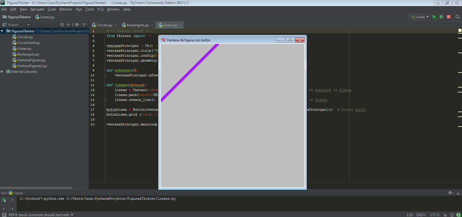 David Alejandro Mendoza Martínez: Práctica con funciones y figuras Tkinter